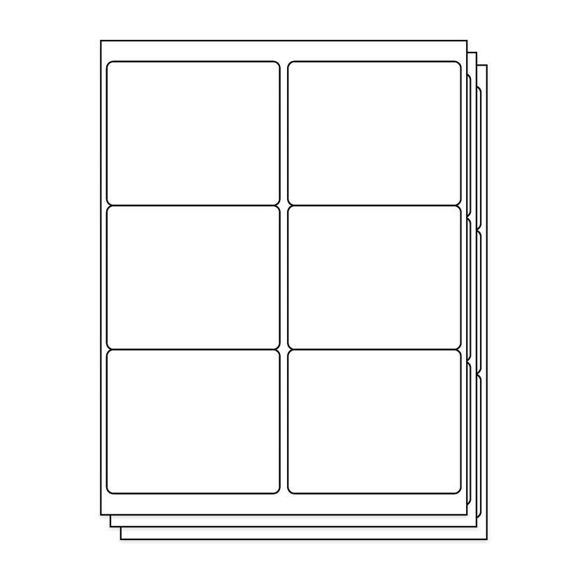 6UP | 4 x 3.33 inch Blank Rectangle Labels - 6 Labels per Sheet ...